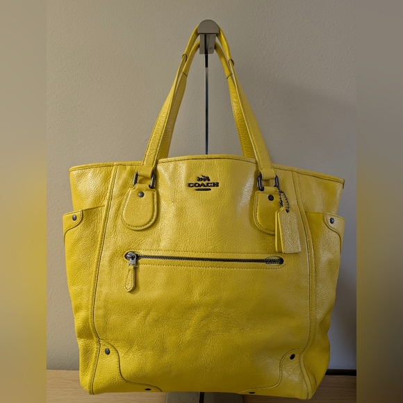 Coach | Bags | Coach Yellow Pebbled Leather Tote Euc | Poshmark